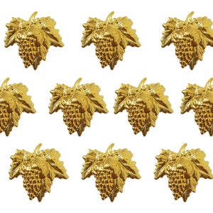 10 Pcs Vintage Gold Tone Metal Bunch of Grapes With Leaves Stampings ...