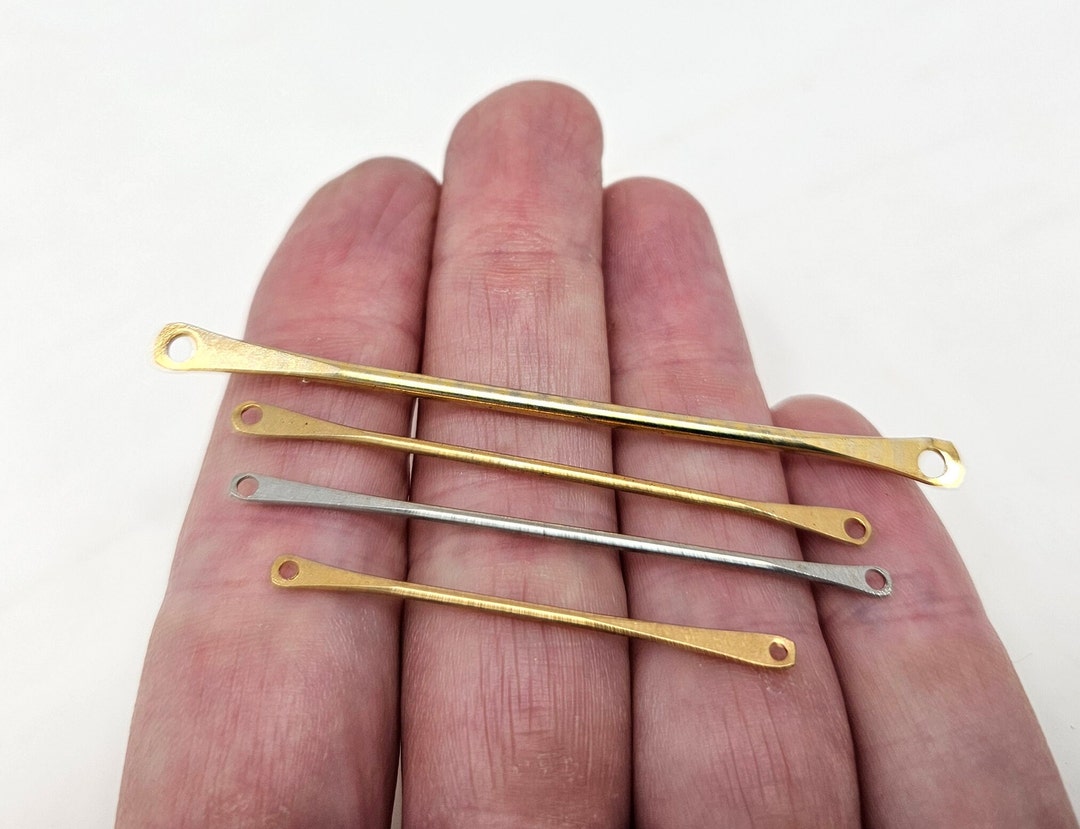 Vintage Gold Brass or Silver Tone Metal Bar Links Spacer Rod Stick Flat ...