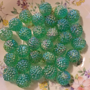100 Pcs Vintage 15mm Iridescent Berry Raspberry Beads Plastic Acrylic ...