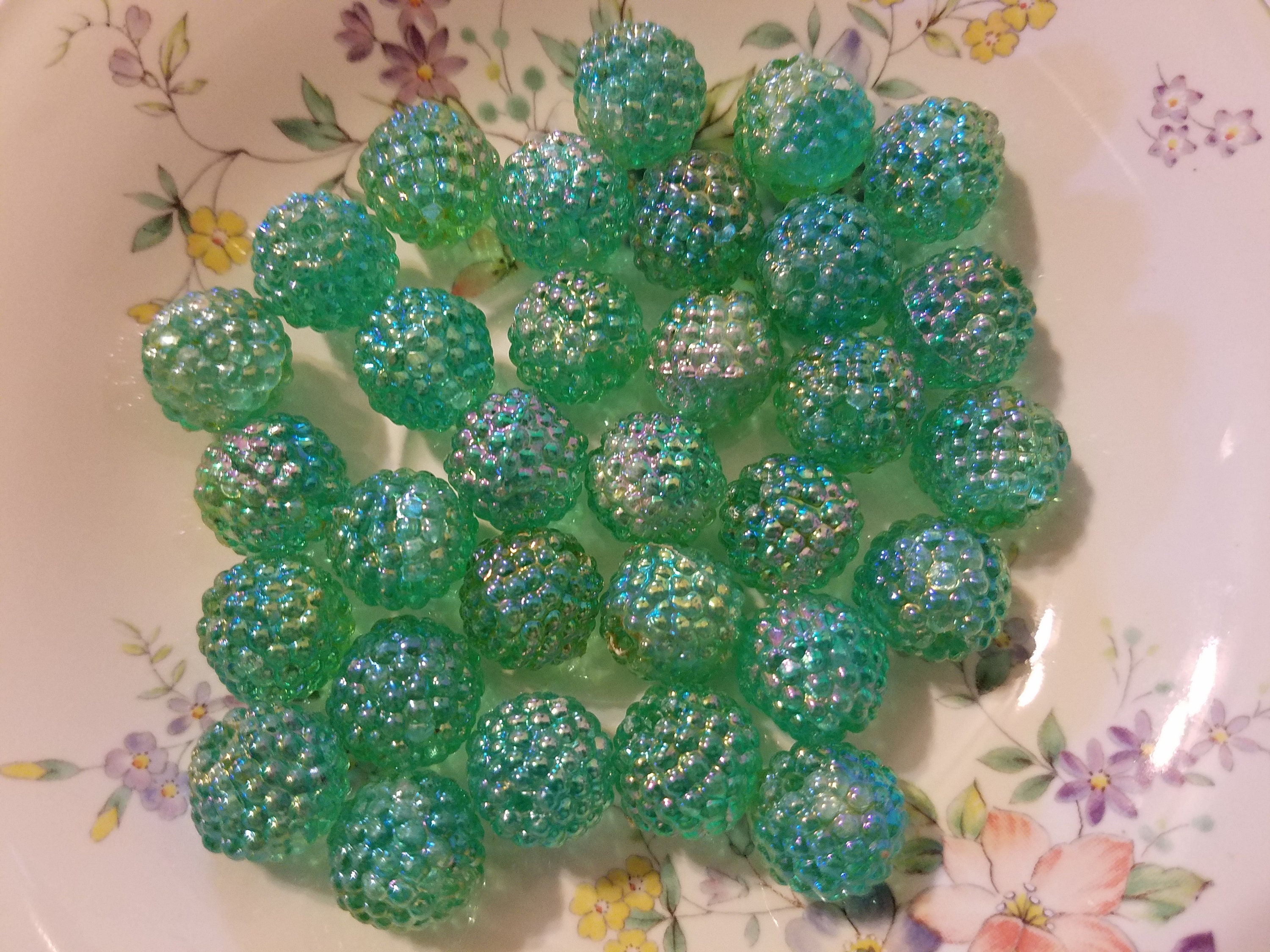 100 Pcs Vintage 15mm Iridescent Berry Raspberry Beads Plastic Acrylic ...