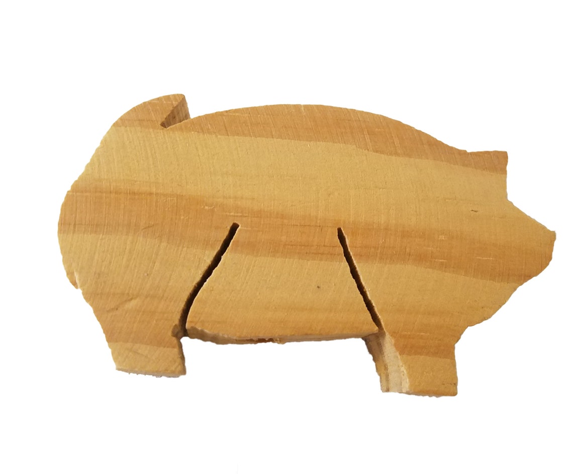 4 Pcs Pig Cut Out Unfinished Pine Carved Wood Craft Animal | Etsy