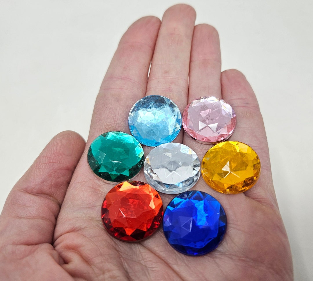 Bulk 100 Pcs Large 20mm Round Crystal Faceted Acrylic Rhinestones Glue ...