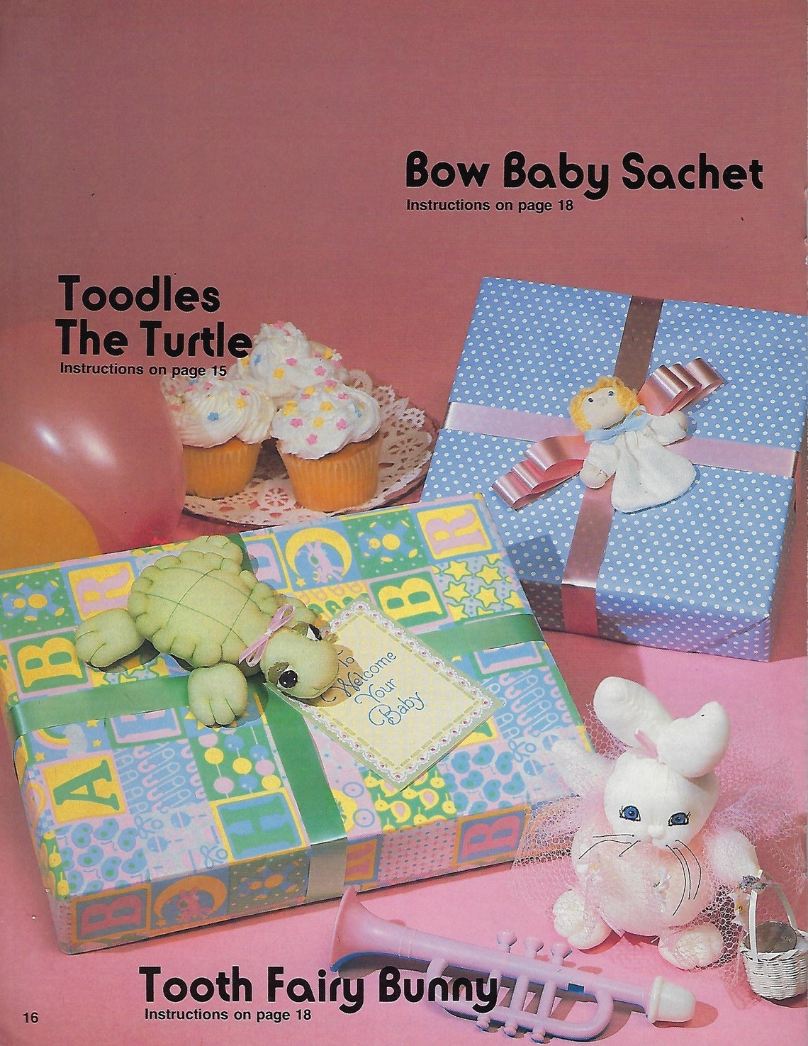 Nursery Soft Sculpture Doll Toy Making Sewing Patterns for Baby Vintage ...