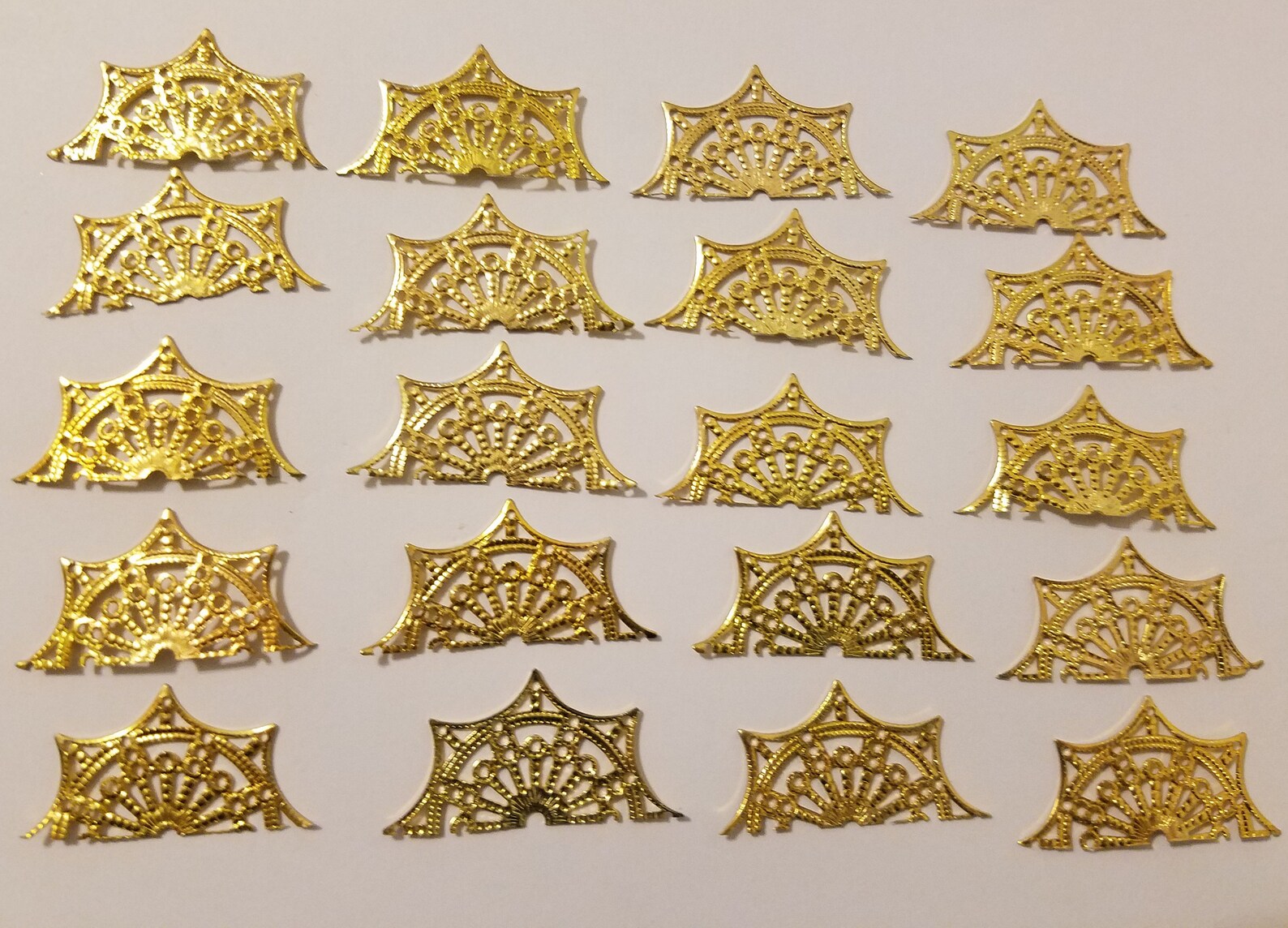 20 Pcs Vintage Gold Metal Filigree Scalloped Edge Half Circle Trim ...