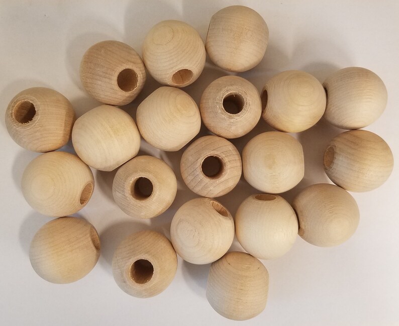 Lot of 20 Wood Round Macrame Plant Hanger Wooden Craft Beads 1-1/2 ...