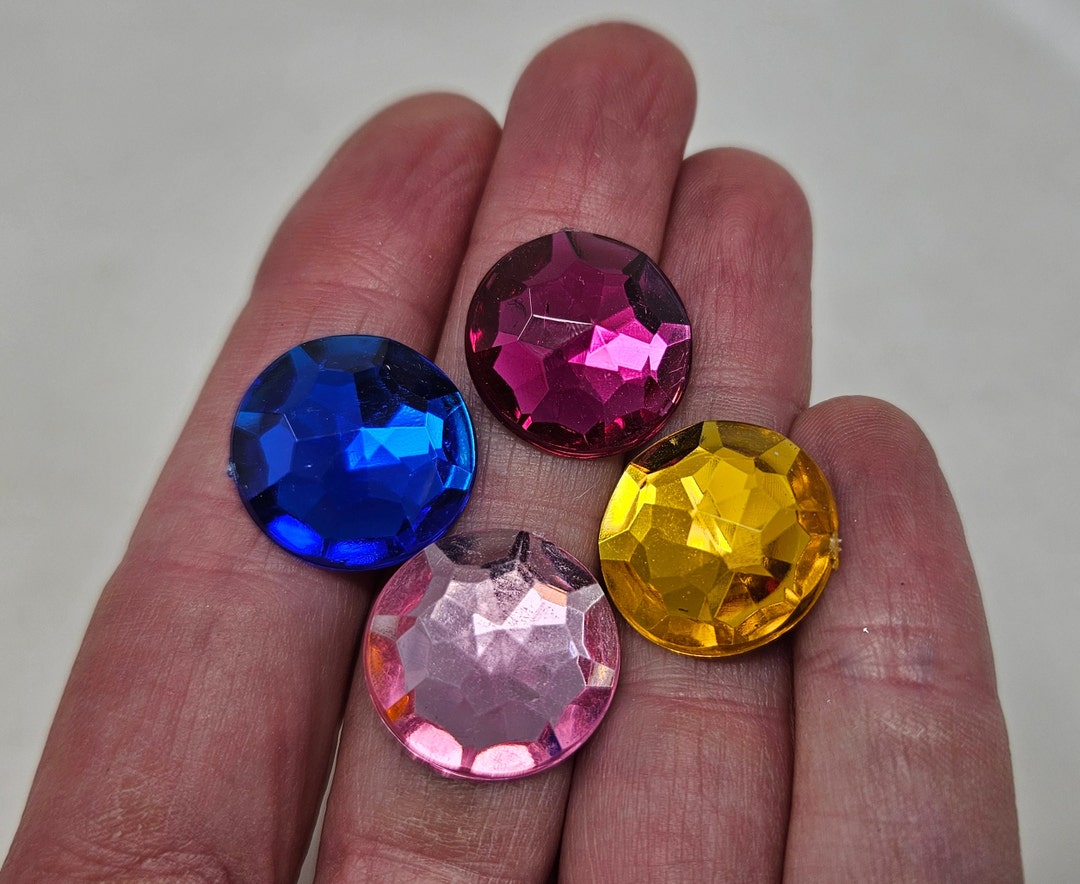 Bulk 100 Pcs Large 18mm Round Crystal Faceted Acrylic Rhinestones Glue ...