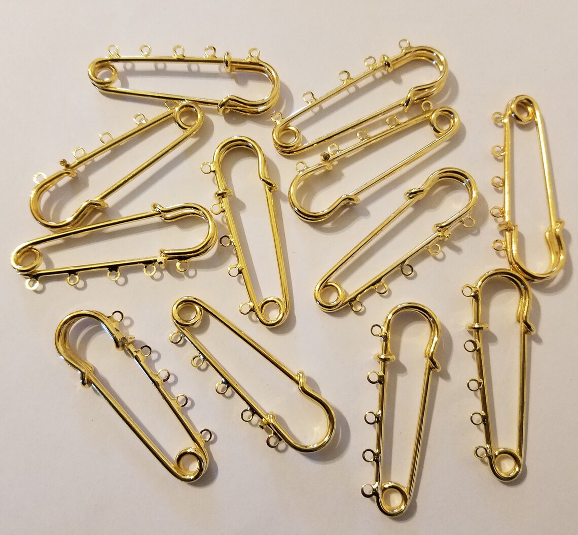12 Pcs Gold Brass Kilt Pins With 5 Loops for Charms Jewelry - Etsy
