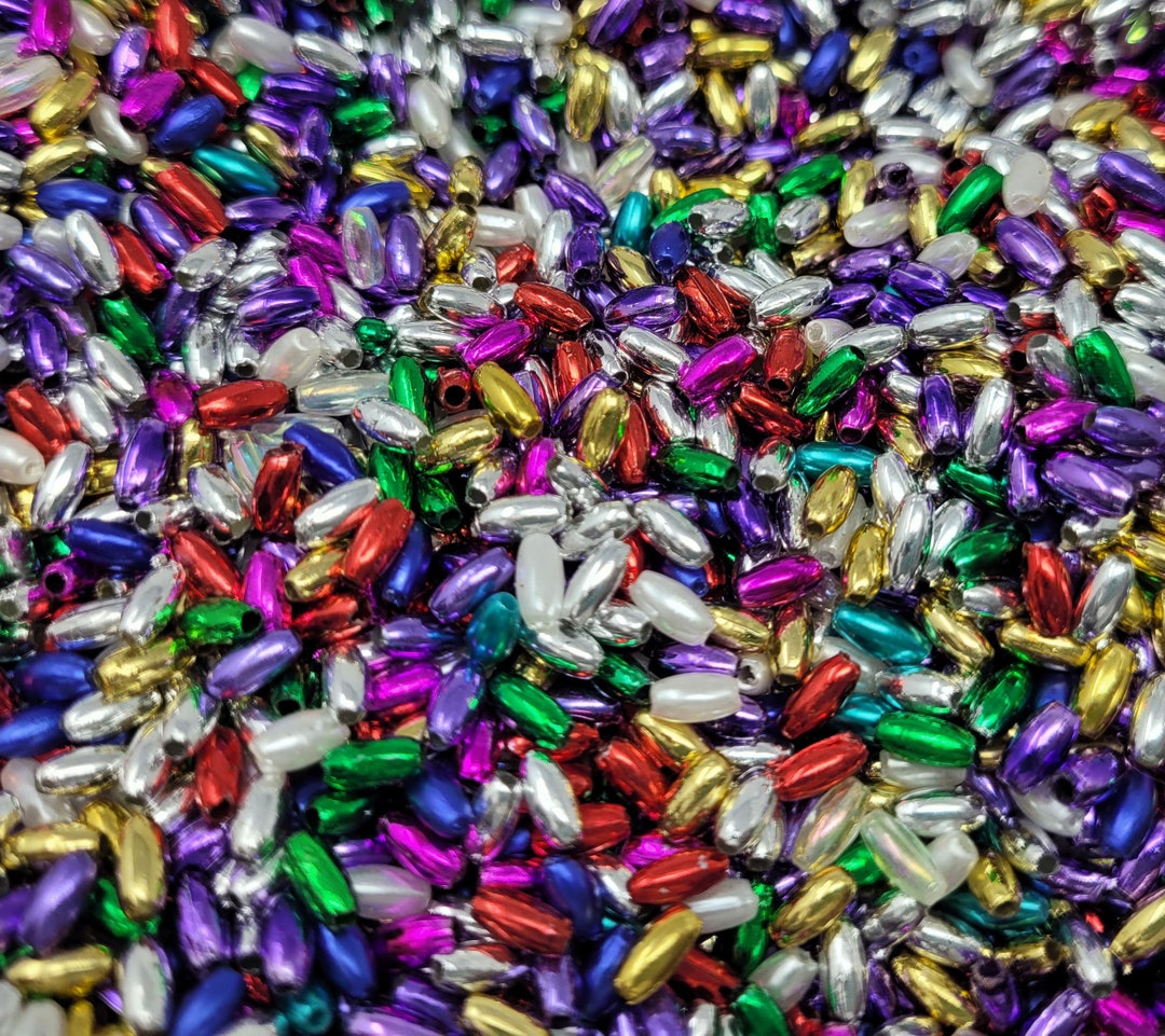 Lot of 1,000 Loose Artificial Metallic Plastic Pearls 3mm X 6mm Oval ...