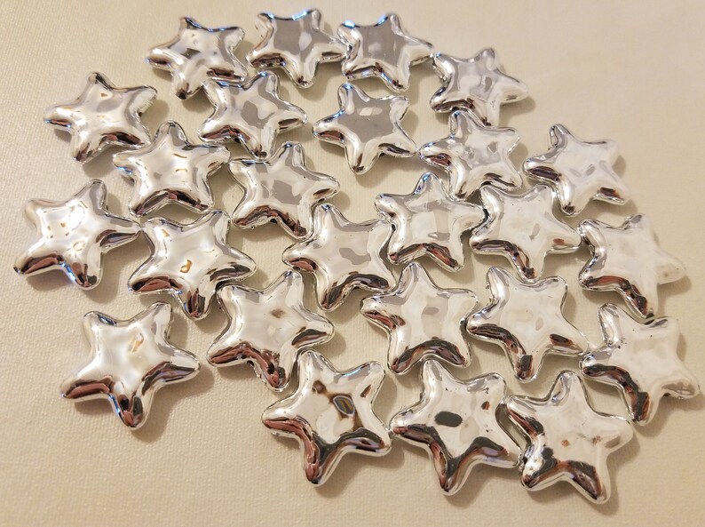 Pack of 50 Shiny Metallic Puffy Star-shaped Plastic Beads - Etsy