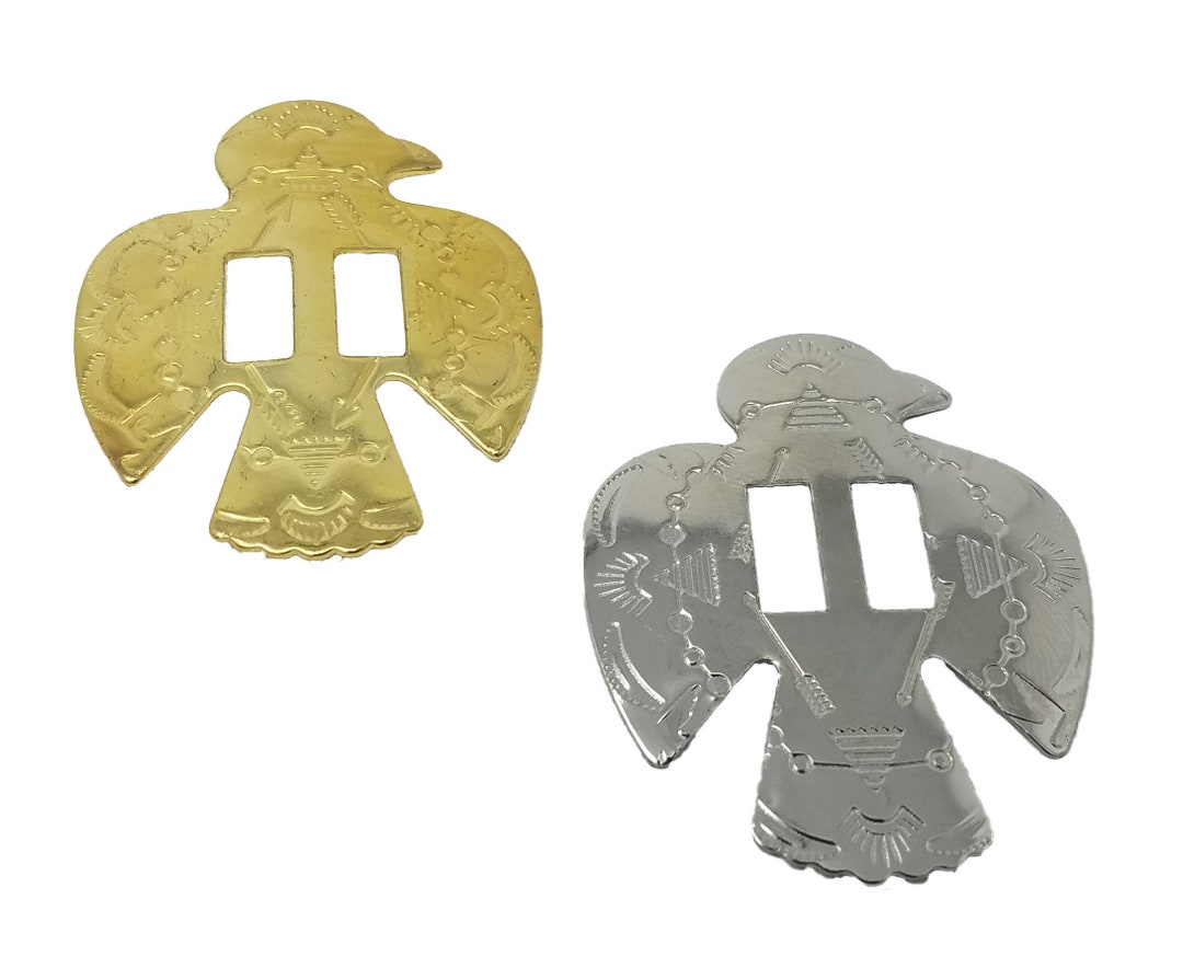 10 Pcs Thunderbird Shaped Slotted Concho Metal Southwestern Native ...