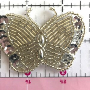 Pack of 2 Small Butterfly Butterflies Beaded Sequined Sew-on Applique ...