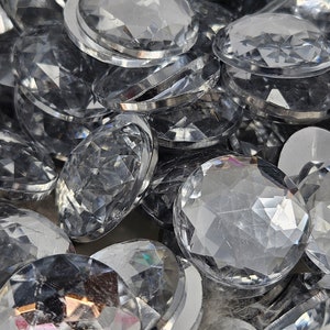Bulk 100 Pcs Large 20mm Round Crystal Faceted Acrylic Rhinestones Glue ...