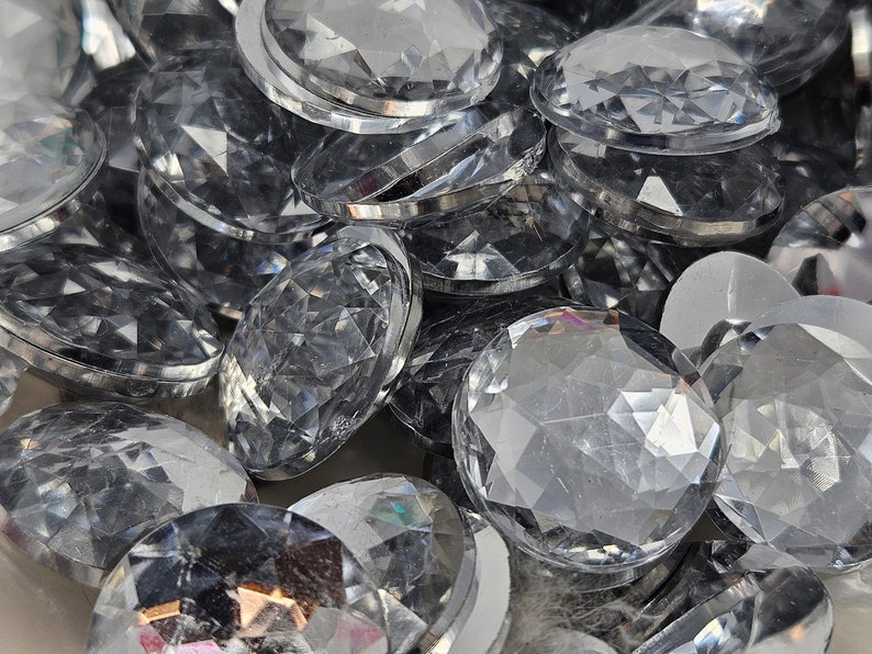 Bulk 100 Pcs Large 20mm Round Crystal Faceted Acrylic Rhinestones Glue ...