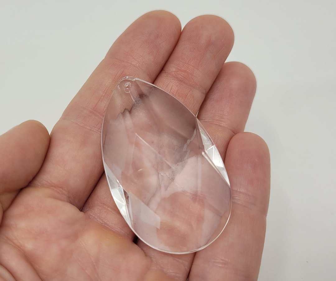 Pack of 8 Crystal Clear Acrylic Plastic Large 2" Teardrop Faceted Beads ...