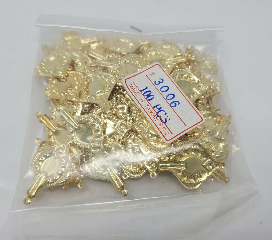 Bulk Pack 100 Pcs Gold Tone Metal Ornate Art Deco Pendants With 5 Loops ...