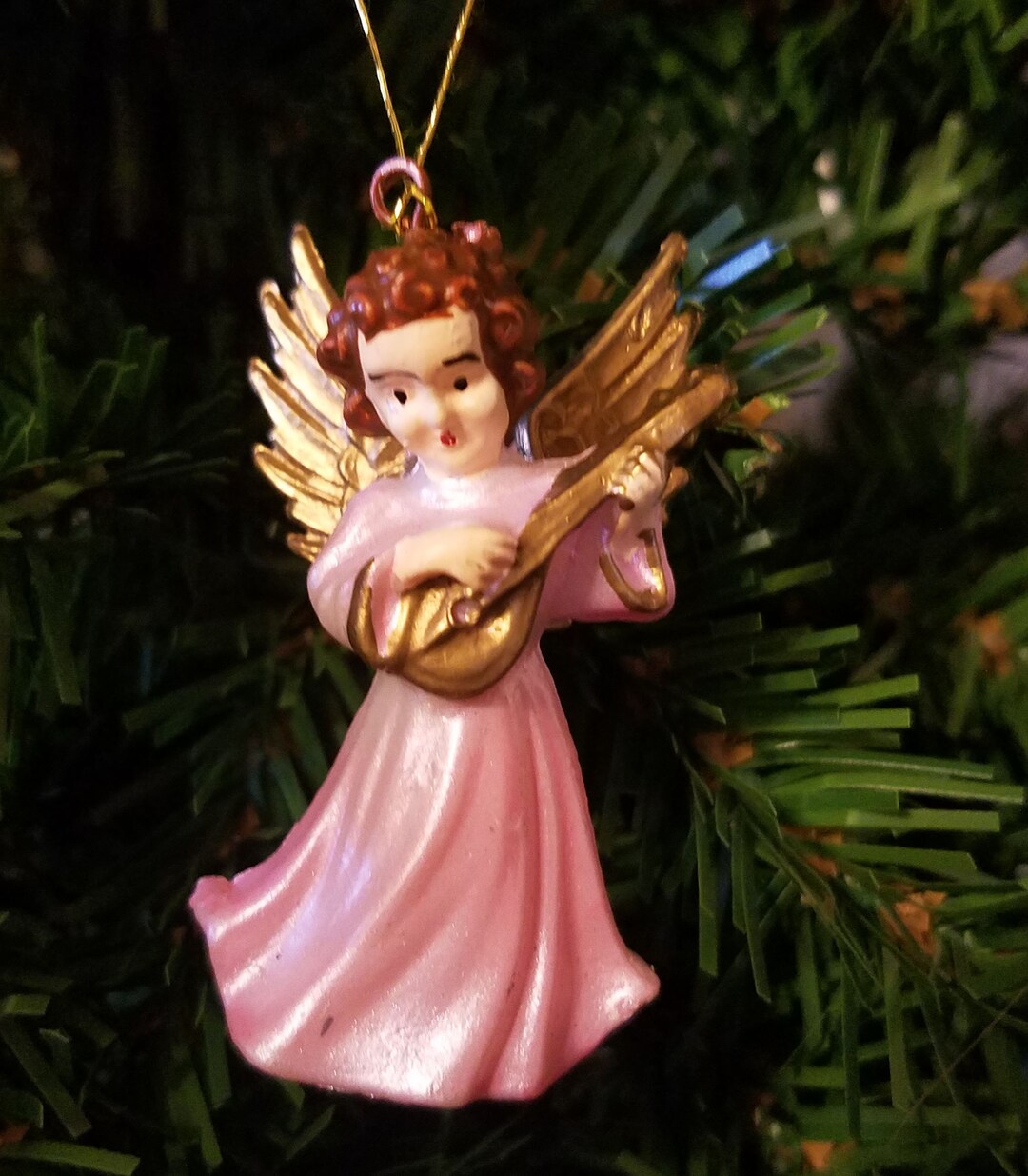 Lot of 10 Vintage Miniature 2" Pink or Blue Painted Plastic Angel With ...