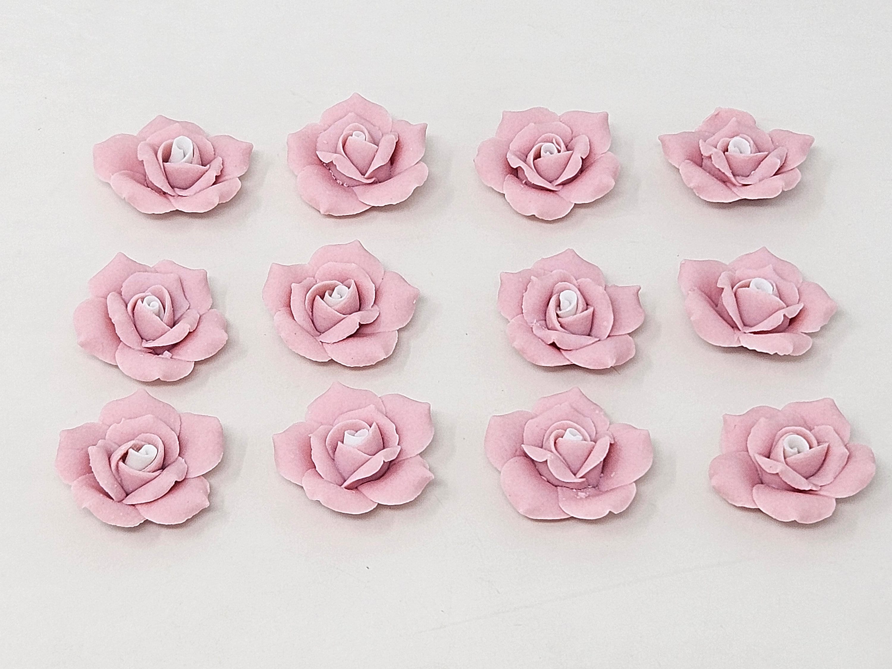 12 Pcs Porcelain Ceramic Bisque Rose Heads Flower Blossoms Vintage ...