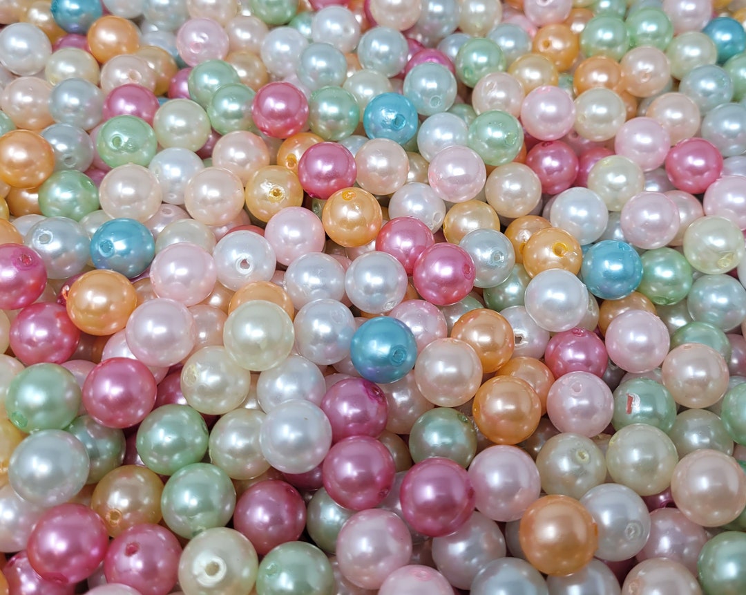 Lot of 100 Loose Artificial Plastic Pearls Large 12mm Round Pastel ...
