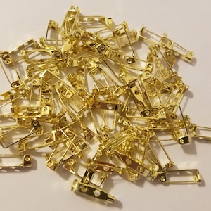 100 Pcs Gold Tone Metal 20mm 3/4" Locking Catch Bar Pins Craft Jewelry ...