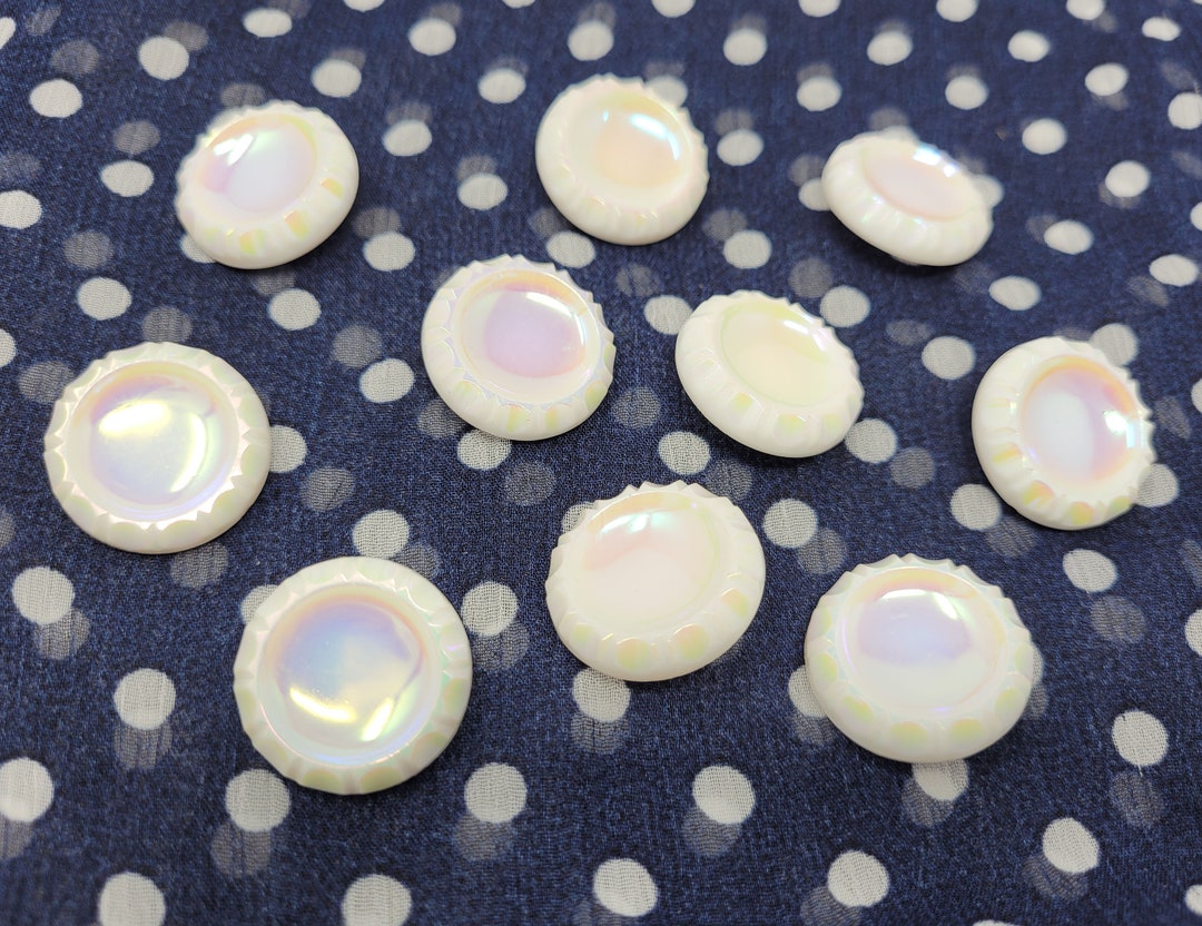 10 Pcs Iridescent AB or Opaque White Molded Plastic Sewing Dress ...