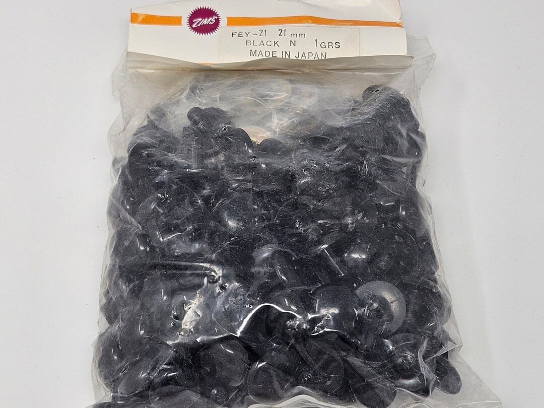 Bulk Pack of 144 Zim's Vintage Round Black Flat Domed Plastic Safety ...