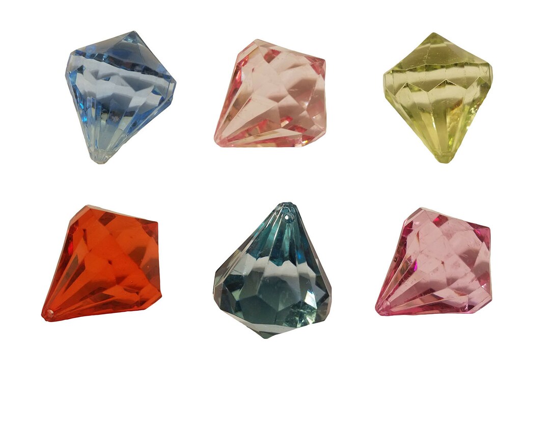 Pack of 6 Colored Gemstone 35mm Prism Crystal Chandelier Teardrop ...