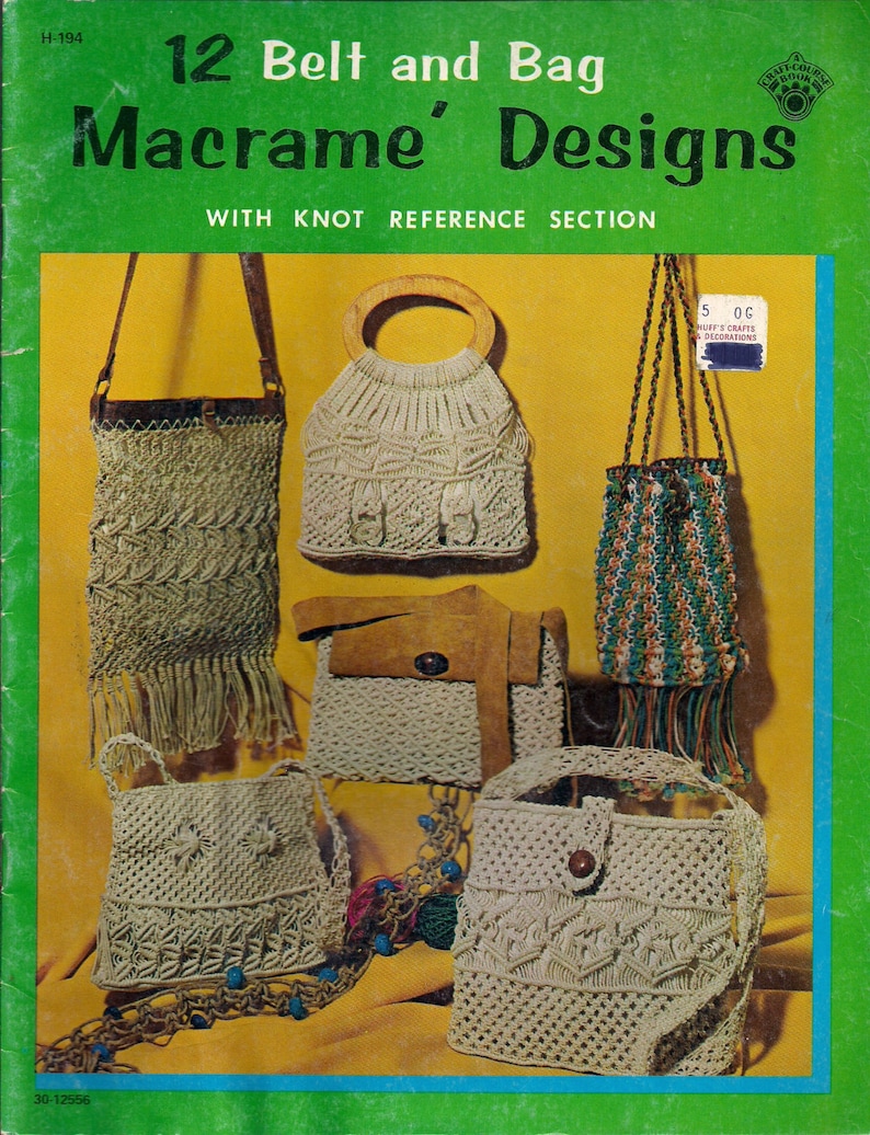 12 Belt & Bag Macrame Designs - Rare 1970s Purse Patterns Craft Book - Etsy