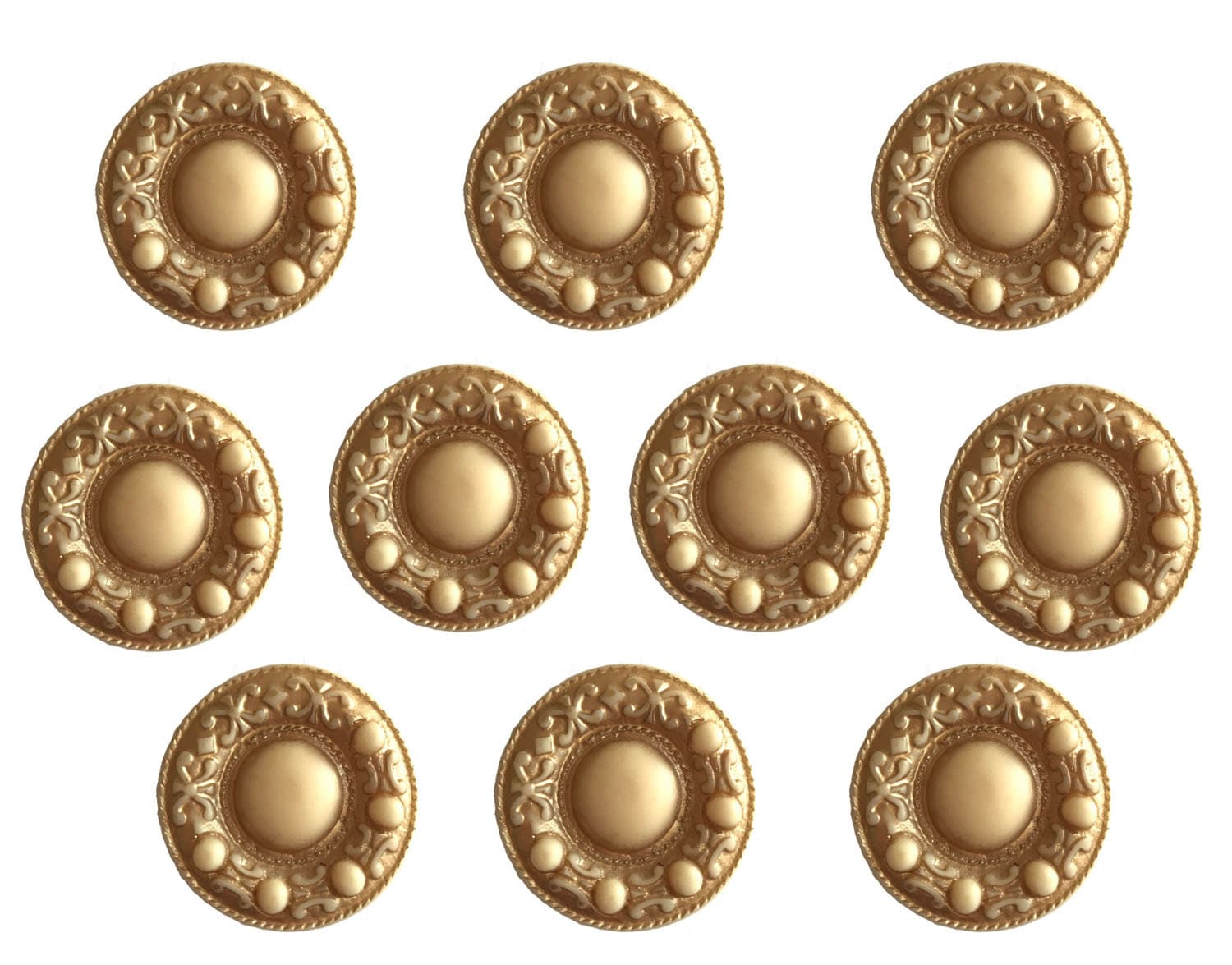 10 Pcs Ivory & Gold Round Grecian Medallion Plastic Craft Cabochon ...