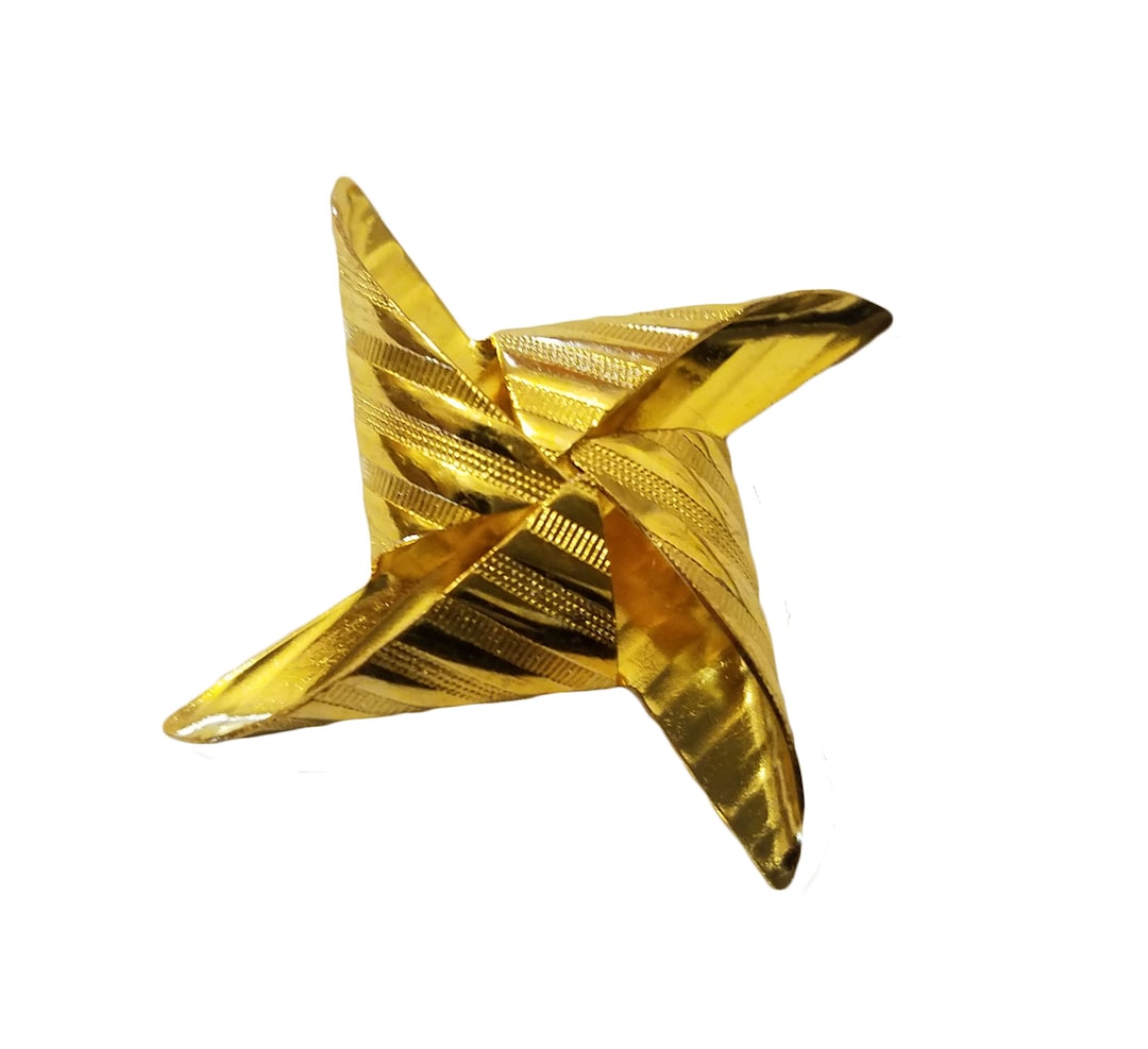 10 Pcs Vintage Gold Tone Metal Origami Chinese Ninja Star Dimensional ...