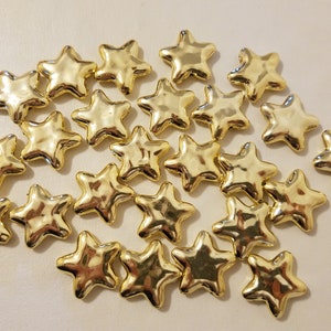 Pack of 50 Shiny Metallic Puffy Star-shaped Plastic Beads 1 Inch 25mm ...
