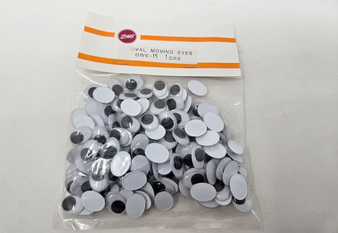 Zim's Vintage Paste-on Glue-on 15mm Oval Moving Wiggle Googly Eyes ...