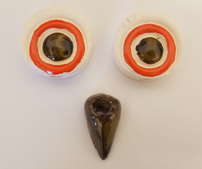 Vintage Ceramic Owl Eyes & Beak Beads for Macrame Owl | Etsy
