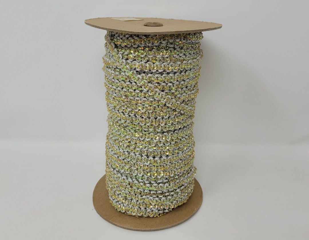 Bulk Spool Vintage Fancy Metallic Silver and Gold Tinsel 8mm Picot ...