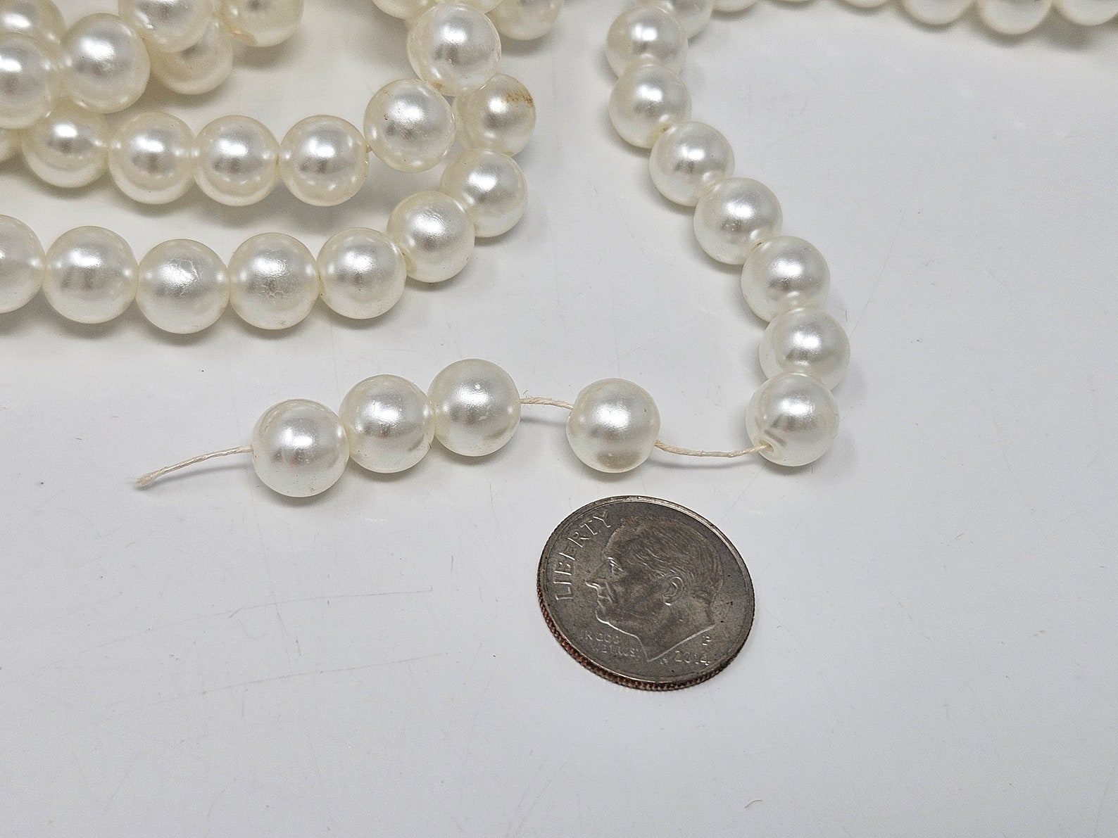 Lot of 48 White Loose String Pearls Strands 8mm Round Plastic Beads 60 ...