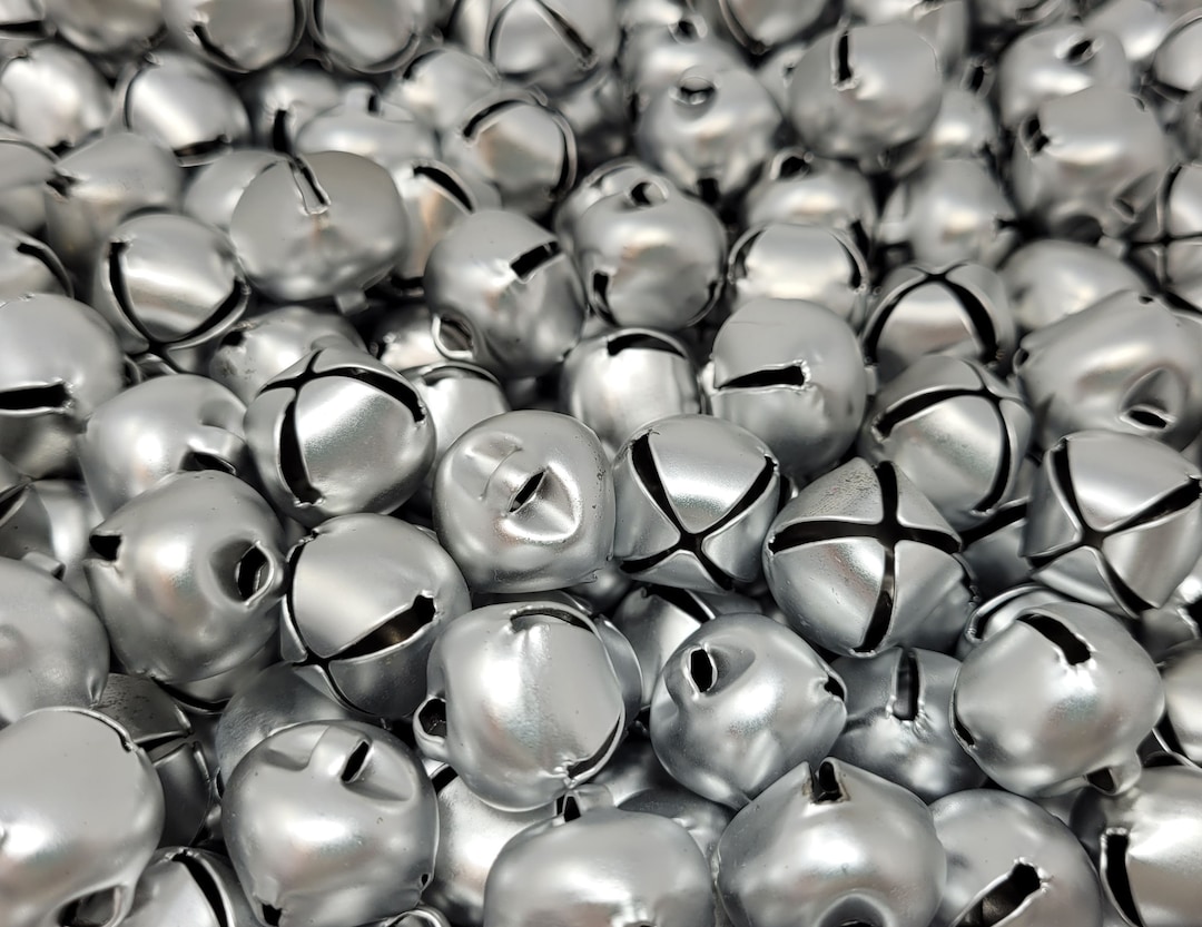 Lot of 50 Matte Silver Metal Jingle Bells for Christmas Crafts 18mm ...