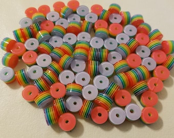 Lot of 100 Multi-color Rainbow Striped 10mm Column Resin - Etsy