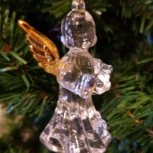 Lot of 6 Vintage 6" Crystal Clear Acrylic Angel Ornaments With Gold ...