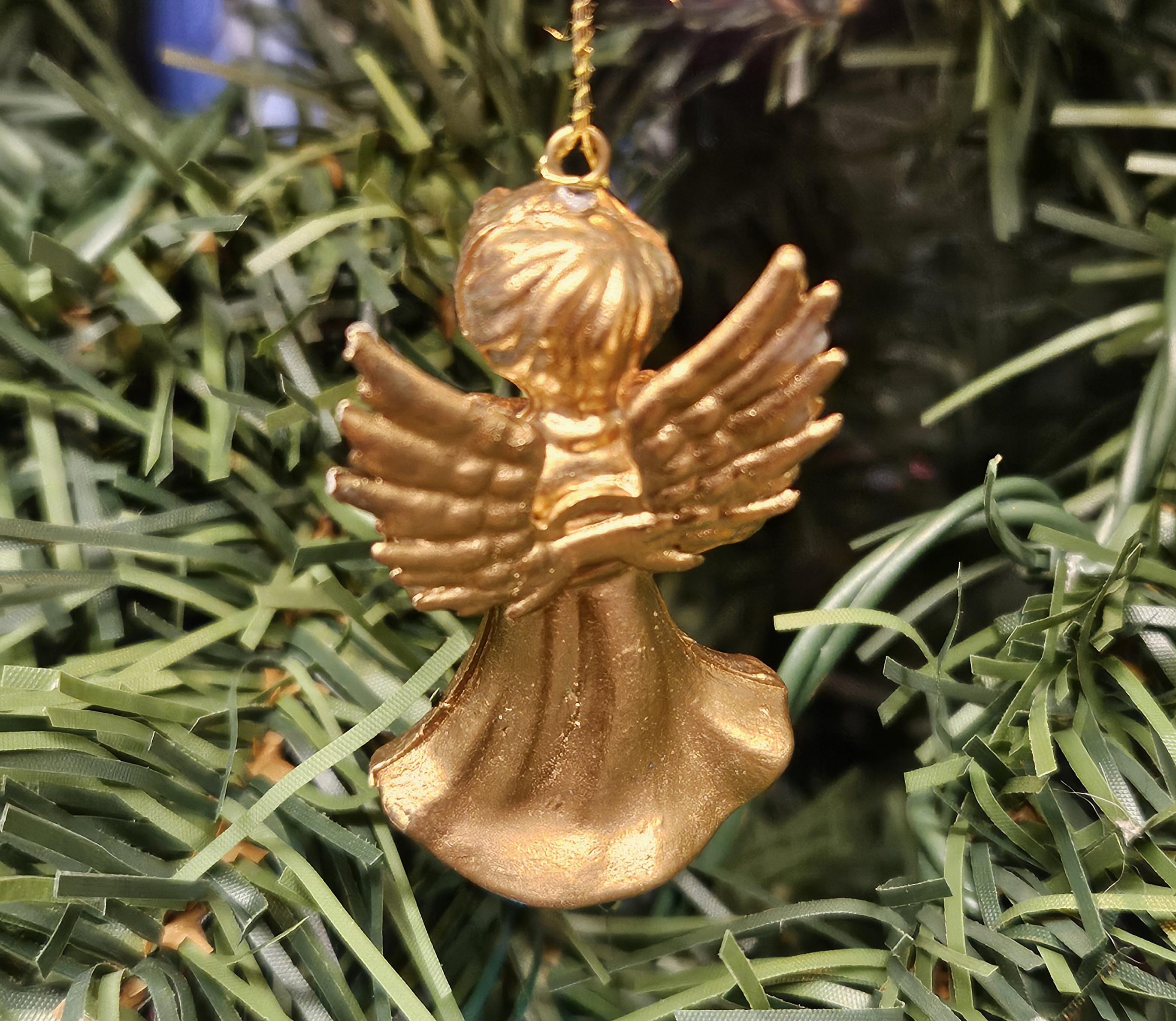 Pack of 12 Vintage Miniature 2" Gold Plastic Angel With Accordion or ...