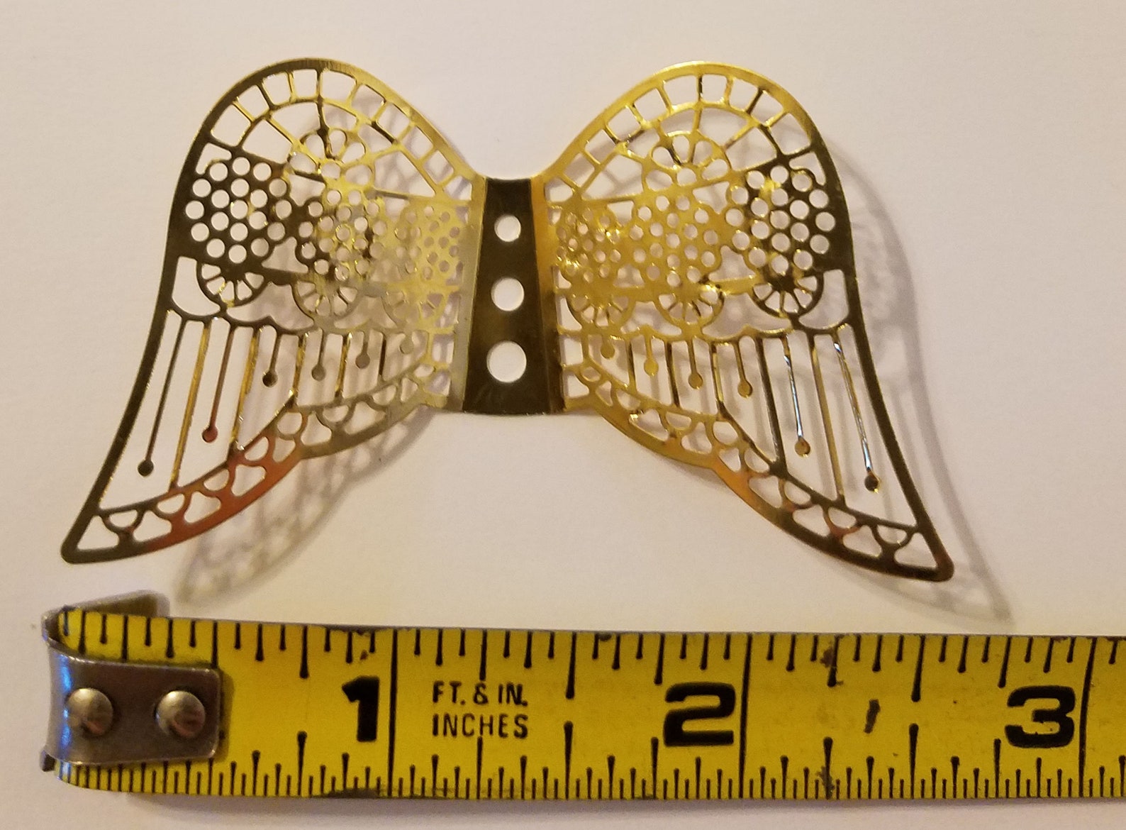 12 Pair of Vintage Miniature 2-3/8" Gold Metal Filigree Angel Wings for ...