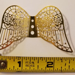 12 Pair of Vintage Miniature 2-3/8" Gold Metal Filigree Angel Wings for ...