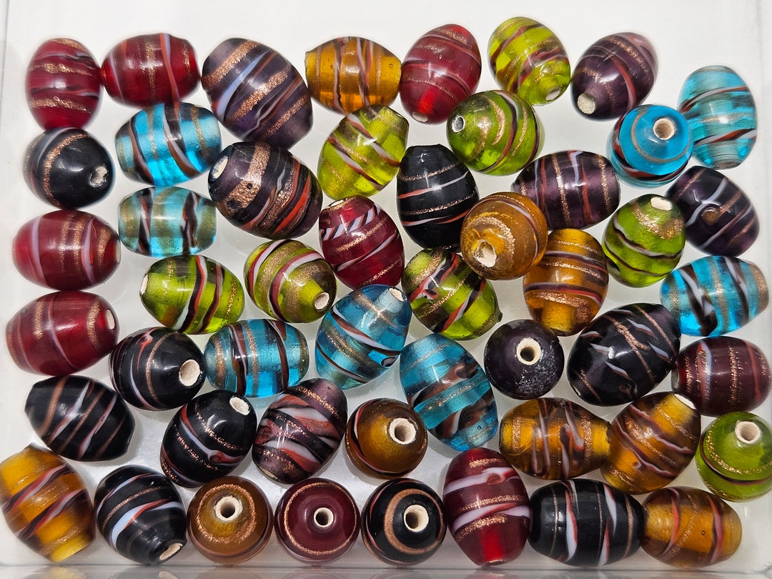 Pack of 50 Multi-color Glass 13mm Oval Beads for Jewelry Crafts - Etsy