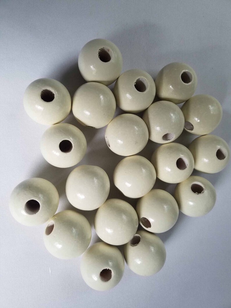 Lot of 20 Wood Round Macrame Plant Hanger Wooden Craft Beads 1-1/2 ...