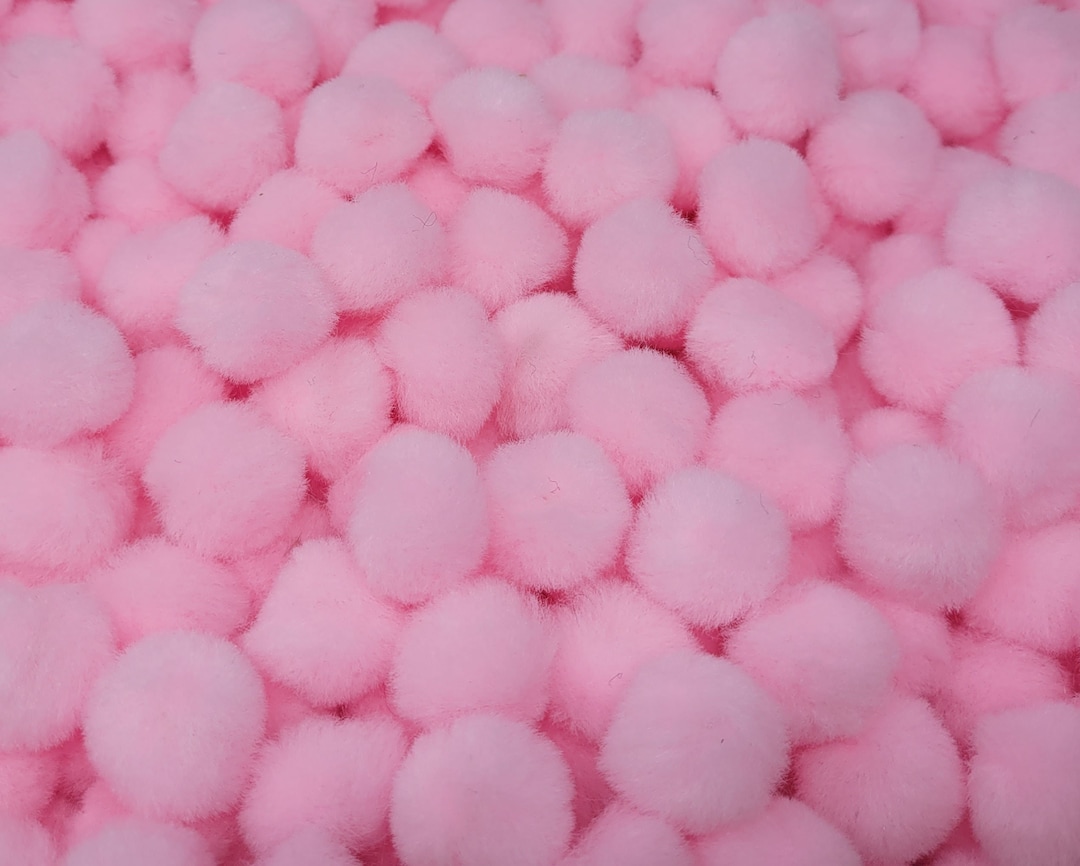 100 Pcs 3/4 Inch 20mm Pink Craft Pom Poms Acrylic Aldastar Made in USA ...