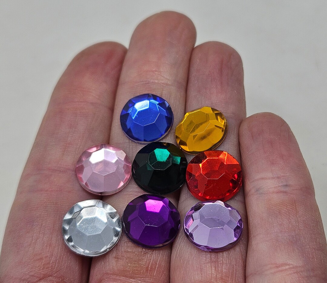 100 Pcs 12mm Round Crystal Rhinestones Glue on Flat-back Craft Jewels ...