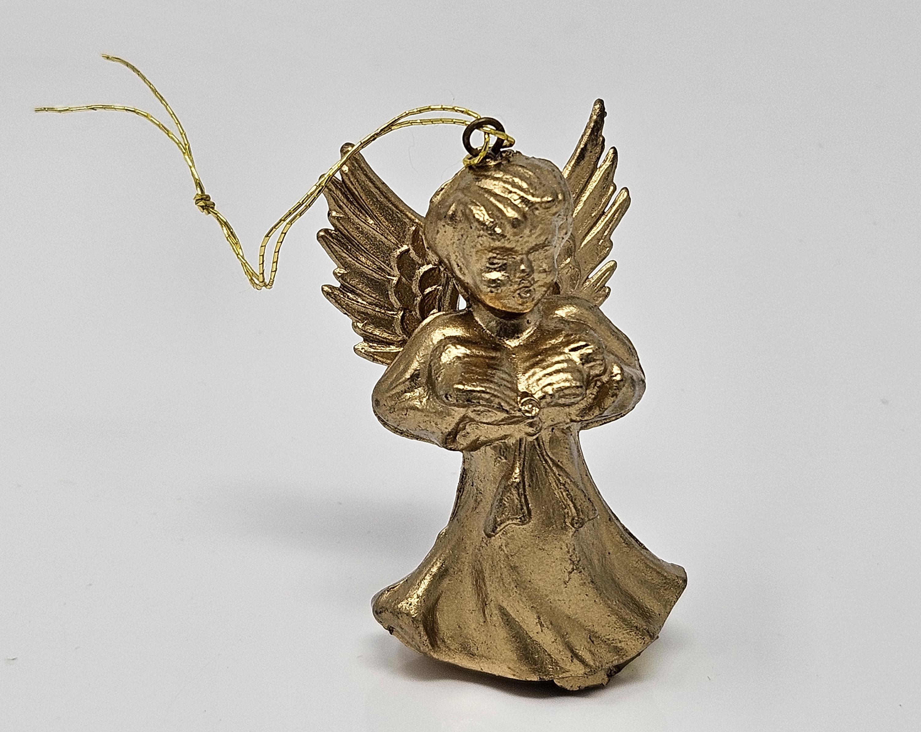 Pack of 12 Vintage Miniature 2" Gold Plastic Angel With Accordion or ...