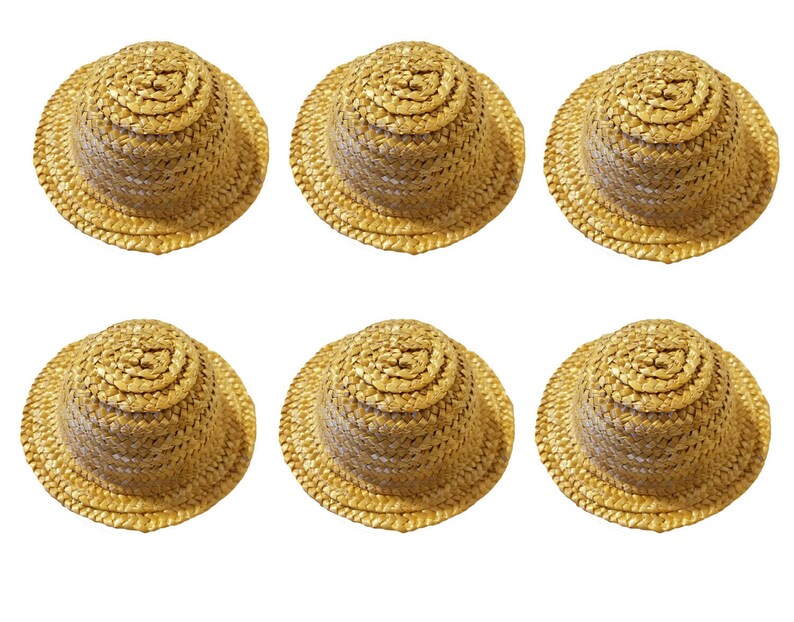 Pack of 6 Natural Straw Wicker Sun Hats Miniature 4-1/2 - Etsy