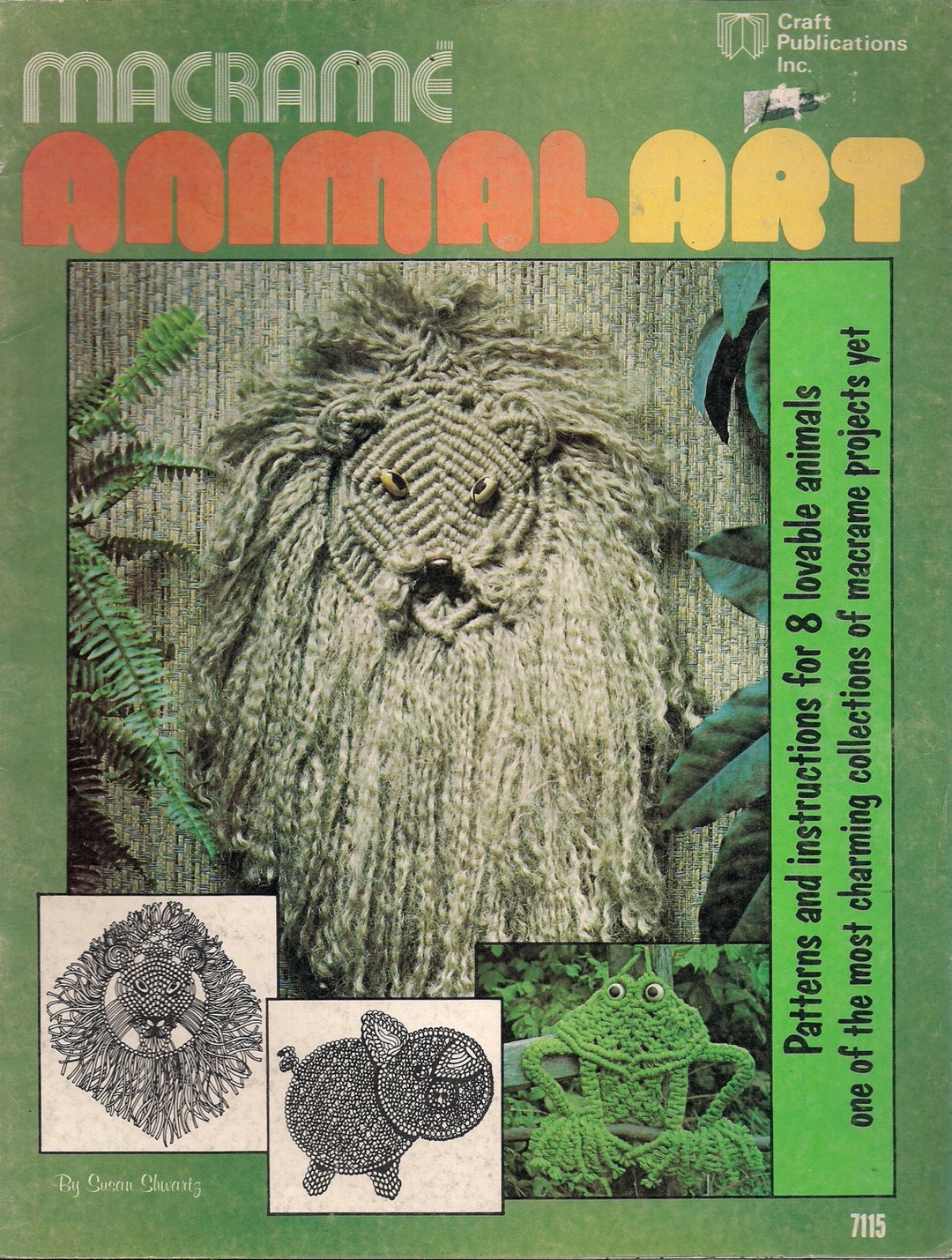 PDF ONLY - Macrame Animal Art Downloadable Patterns - Lion, Pig, Frog ...