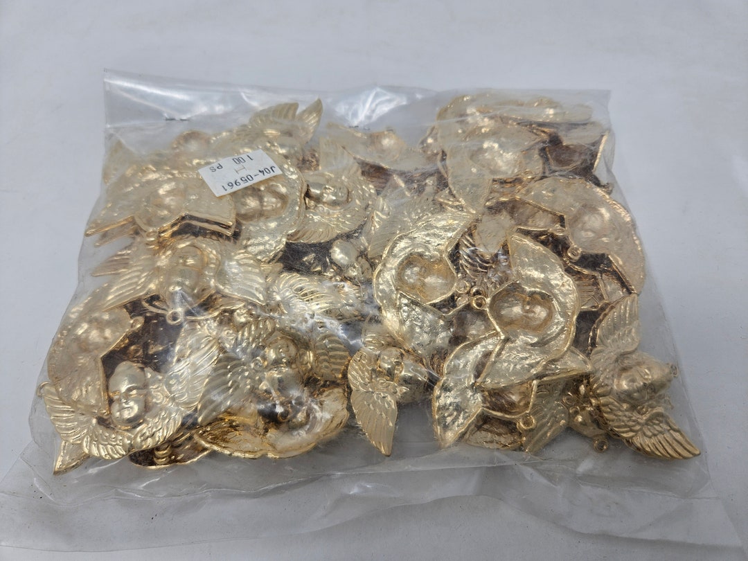 Bulk Pack 100 Pieces Vintage Gold Brass Metal Cherub Angel Jewelry ...