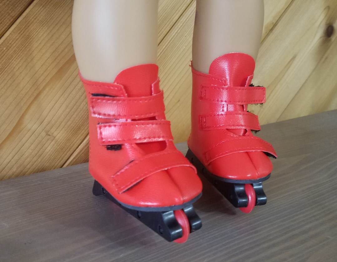 Pair of Red Roller Skates Rollerblades for 18" American Girl or Our ...