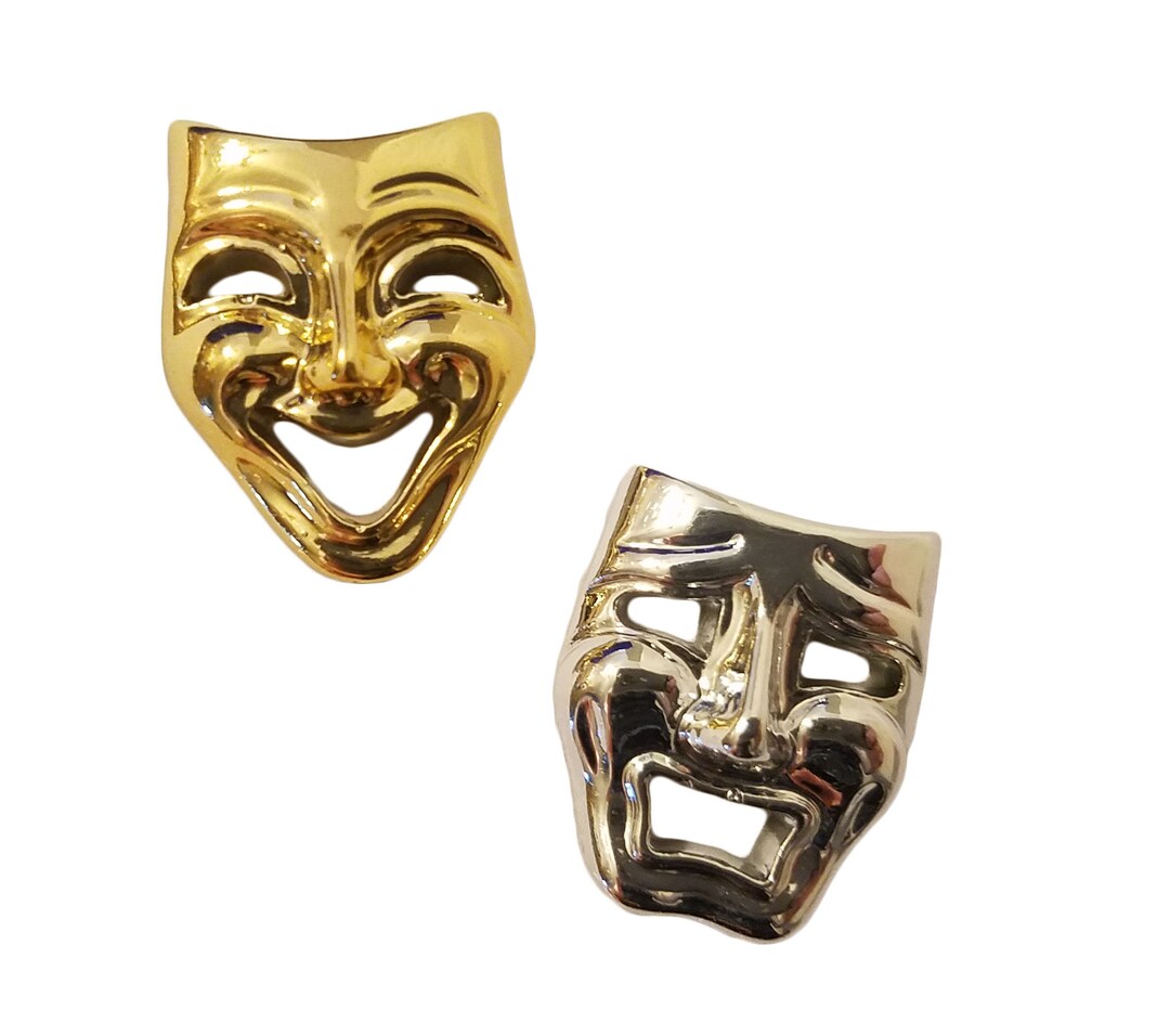 1" Comedy Tragedy Masks Drama Theater Mardi Gras Craft Charms Cabochons ...